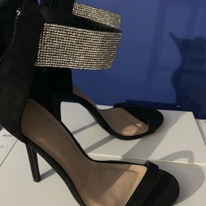 Shoes | Black Heels With Rhinestone Ankle | Poshmark